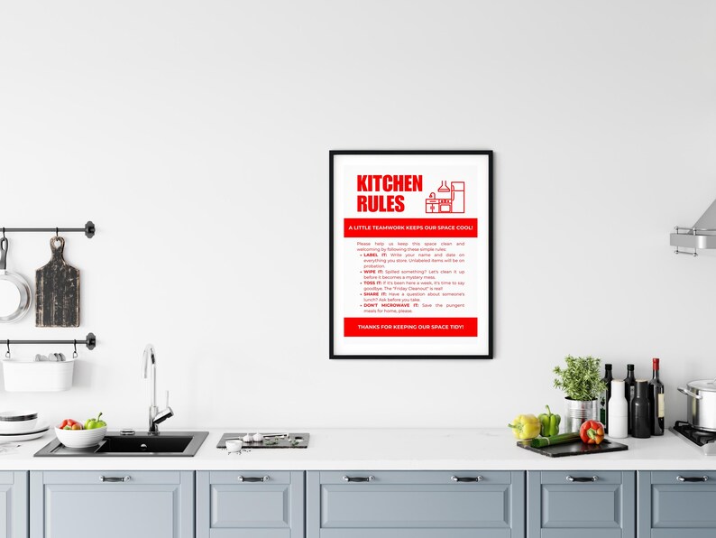 Kitchen Rules Sign: Modern Shared Pantry Poster (printable Download) - Etsy