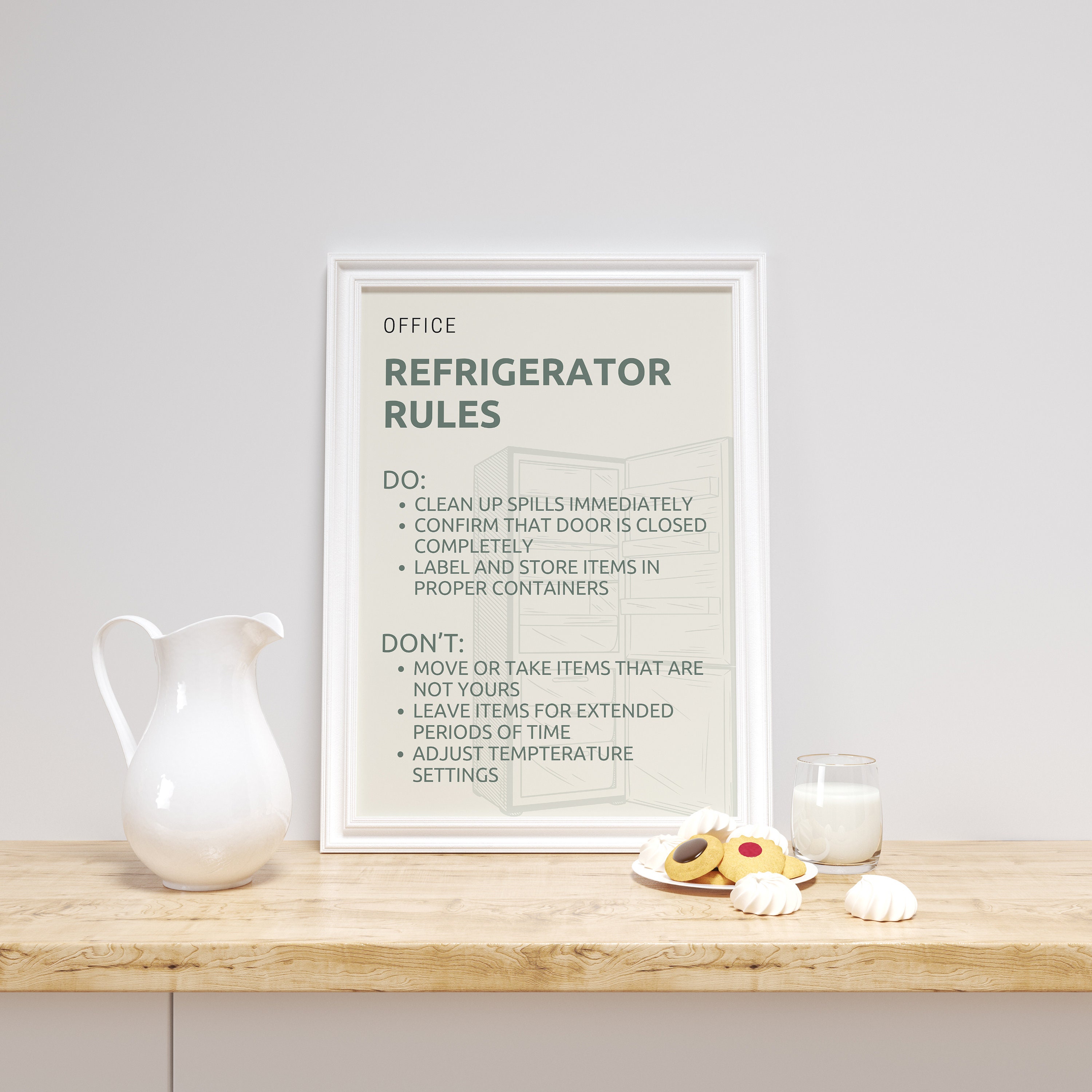 Office Refrigerator Rules Poster - Keep Your Shared Space Tidy ...