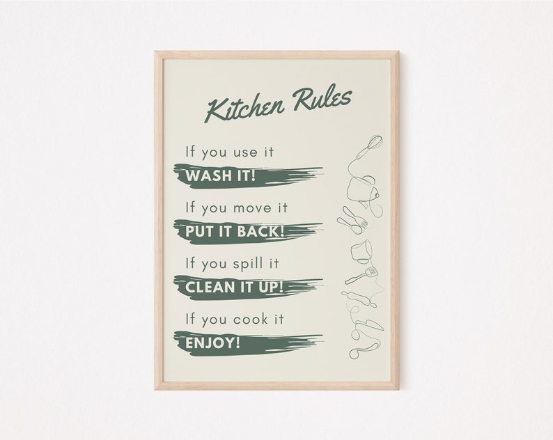 Kitchen Rules Poster: Stylish Home & Office Decor (digital Download) - Etsy