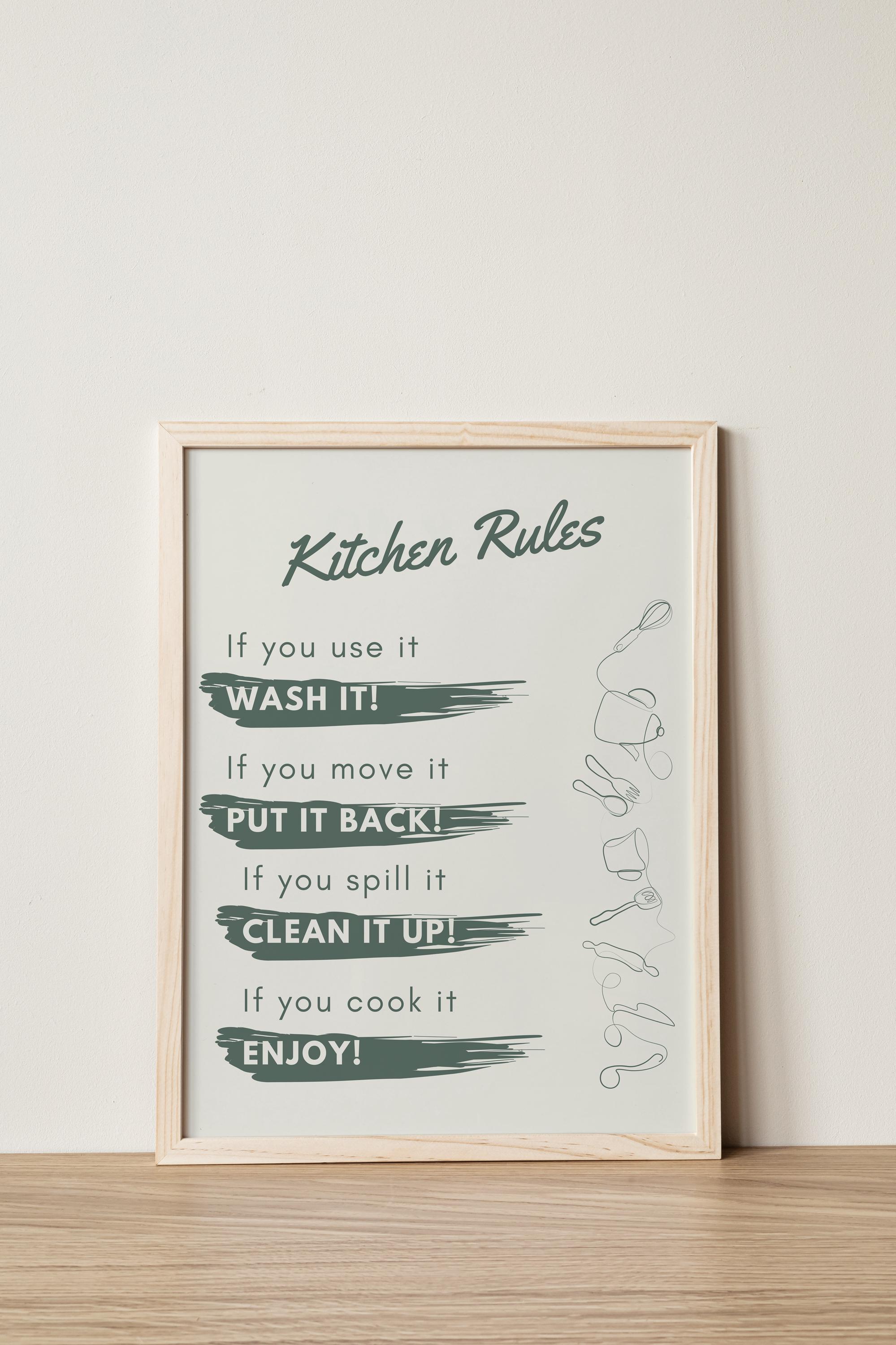 Kitchen Rules Poster: Stylish Home & Office Decor (digital Download) - Etsy
