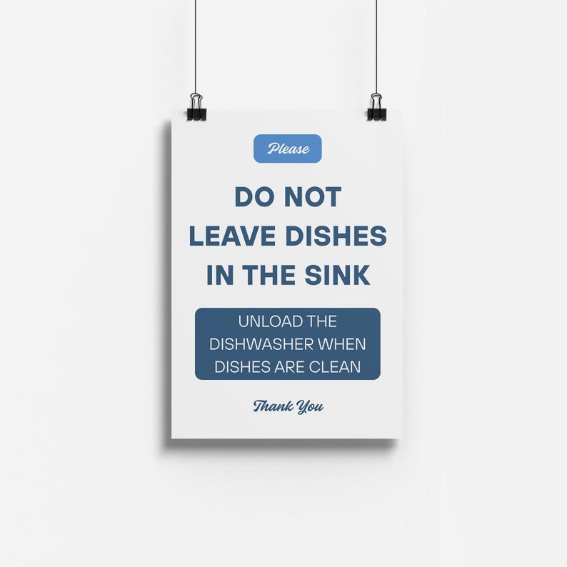 Kitchen Rules Printable Sign: Shared Office & Apartment Decor (digital ...