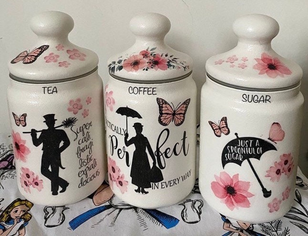 Mary Poppins Vintage Inspired Floral Pink Floral Silhouette Tea Coffee ...