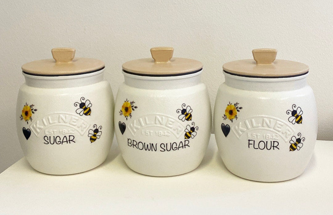 Gorgeous Bees Bee Kilner Tea Coffee Sugar Flour Jar Kilner Canister Set ...