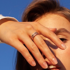 Two Lines Ring, Silver Ring With Lines, Silver Strips, Minimalism and ...