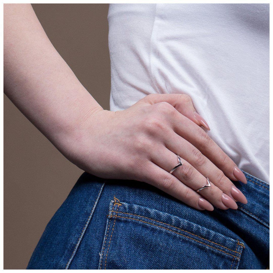 Double Silver Ring, Two in One Ring, Adjustble Ring, Phalanx Ring ...