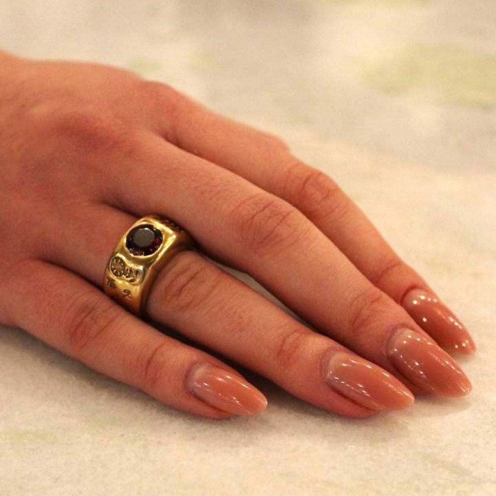 Bronze Massive Ring, Chunky Ring, Ring With Stone, Bronze Jewelry ...