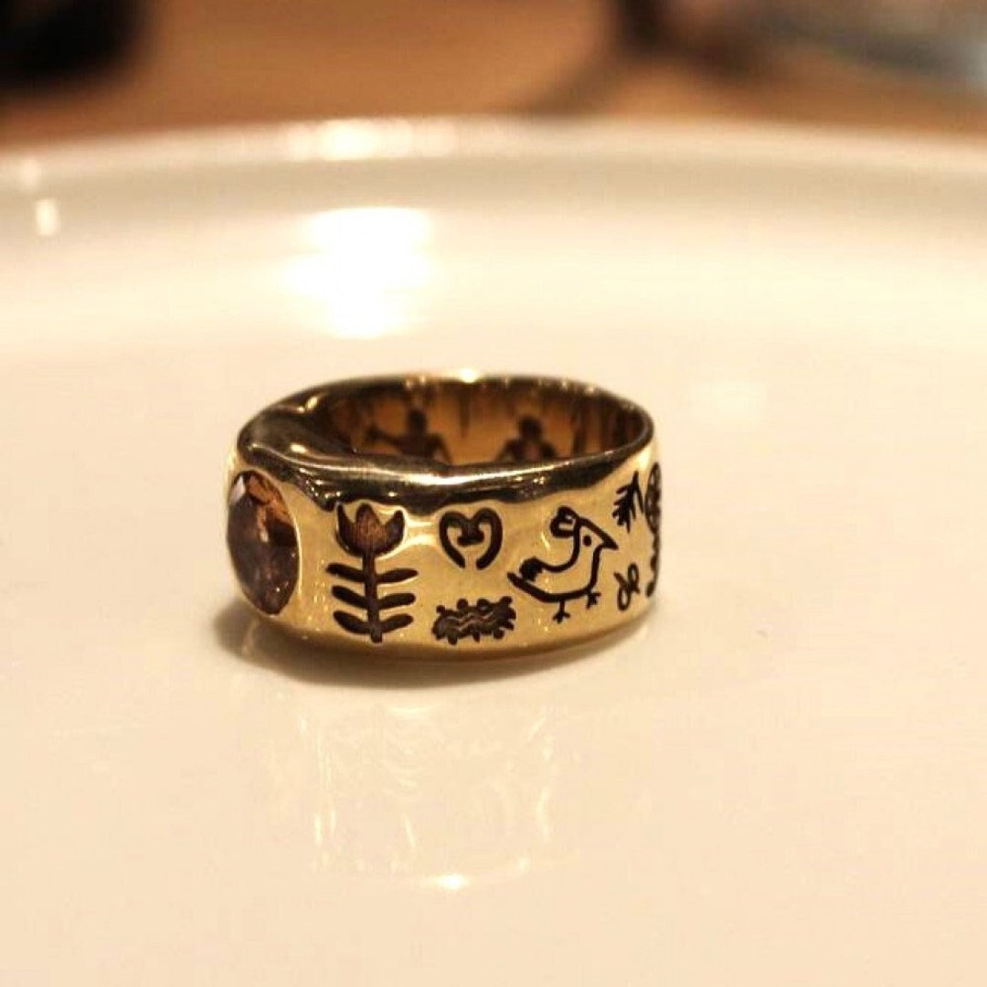 Bronze Massive Ring, Chunky Ring, Ring With Stone, Bronze Jewelry ...
