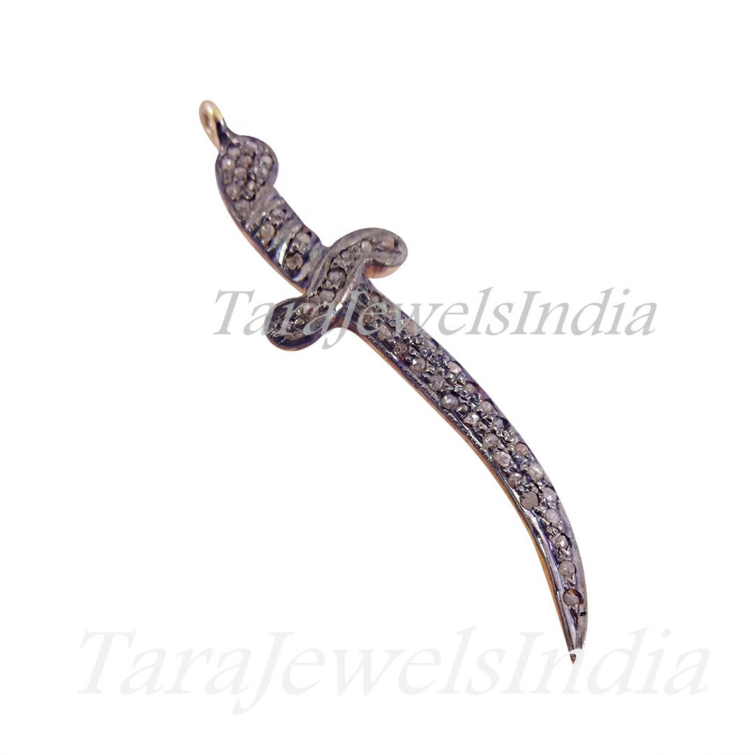 Natural Pave Diamond Pendants, Diamond Sword Design Pendants, 925 ...