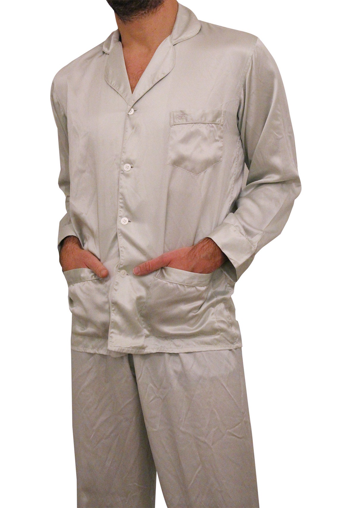 Set Dressaglia con pijama de seda pura para hombre al estilo | Etsy