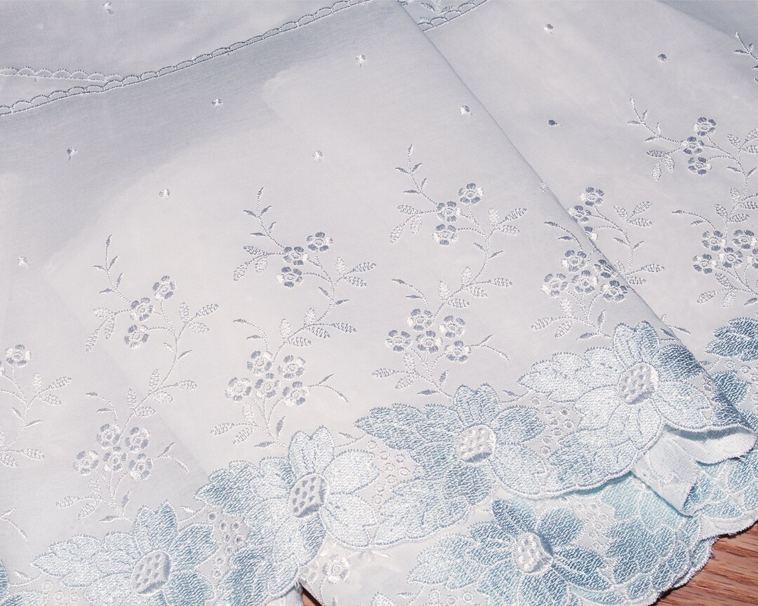 Sangallo Organza Cotton Lace With Light Blue Embroidery 20 Cm - Etsy