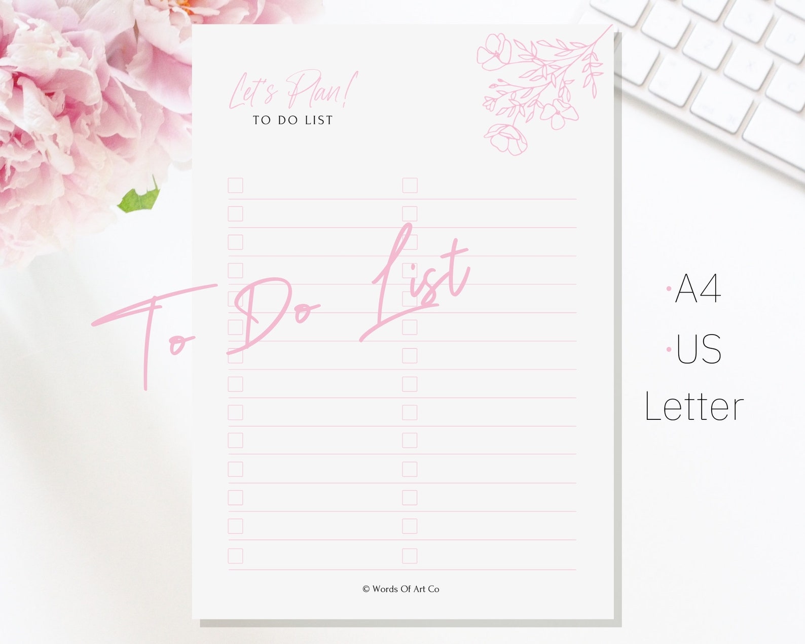 To Do List Printable ⎮ Pretty Blush Pink Check List in A4 and US Letter ...