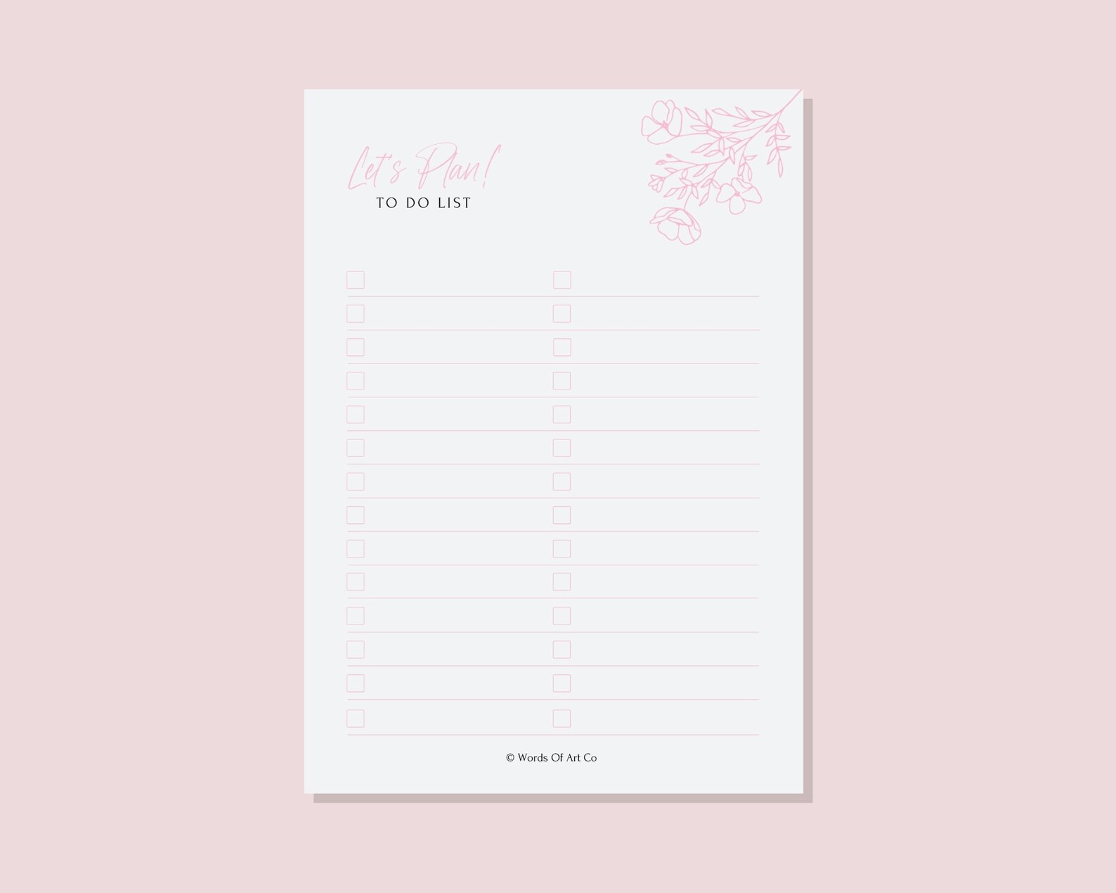 To Do List Printable ⎮ Pretty Blush Pink Check List in A4 and US Letter ...