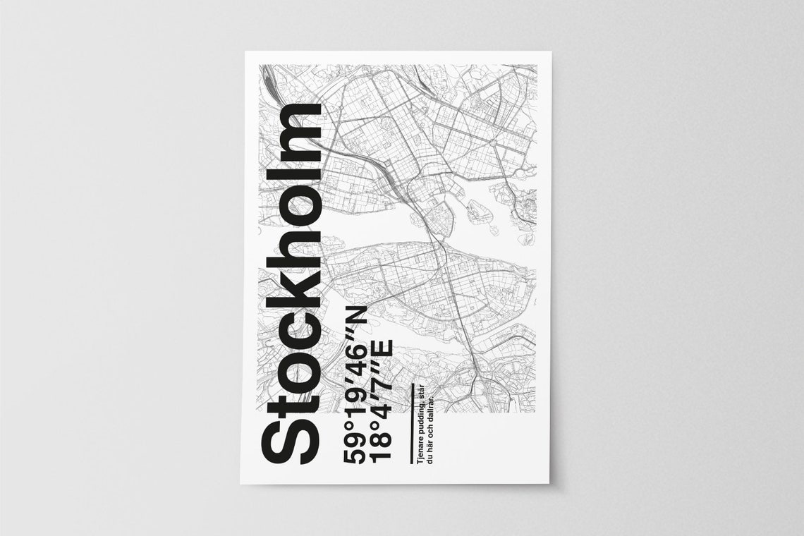 Minimal Stockholm Map Print Stockholm Map Print Print Wall Decor Map ...