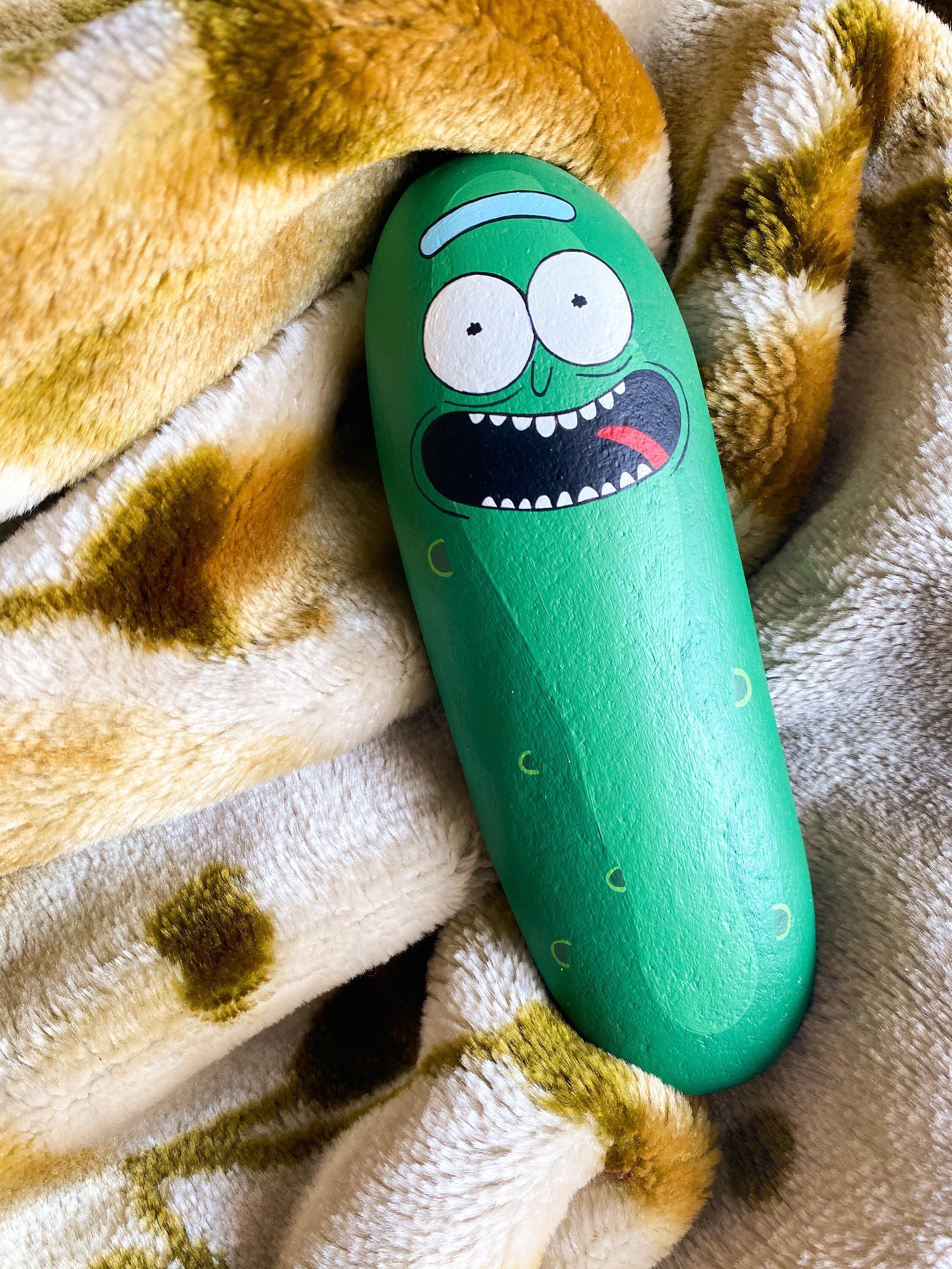 Pickle Rick Painted Stone big - Etsy