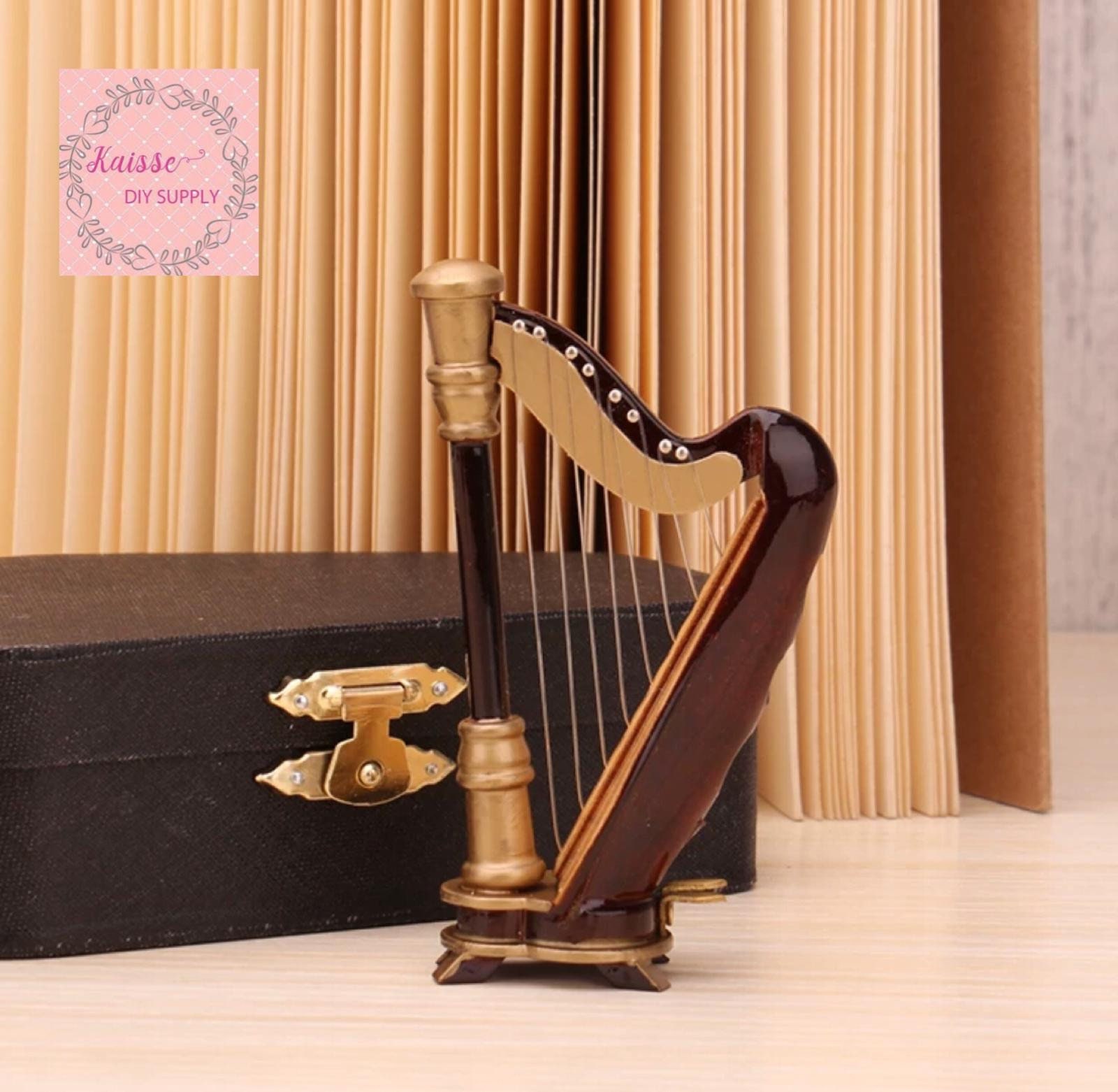 Personalized Collectible Miniature Harp , Dollhouse Miniature Harp ...