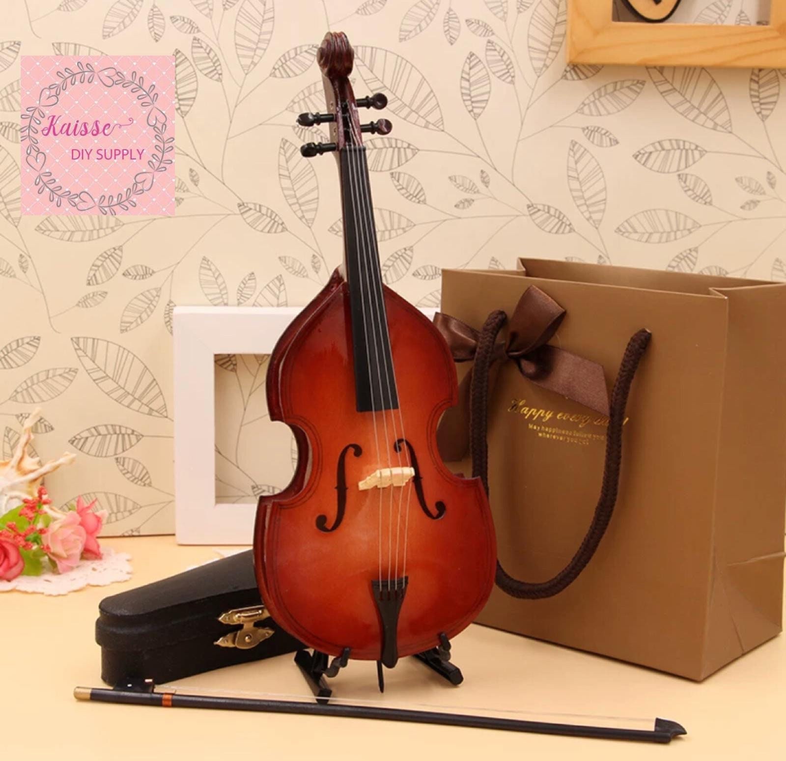 Personalized Collectible Miniature Acoustic Bass , Dollhouse Miniature ...