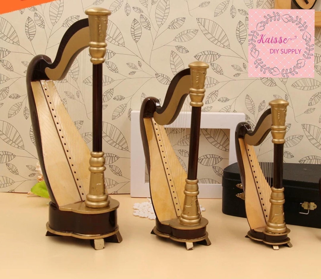 Personalized Collectible Miniature Harp , Dollhouse Miniature Harp ...