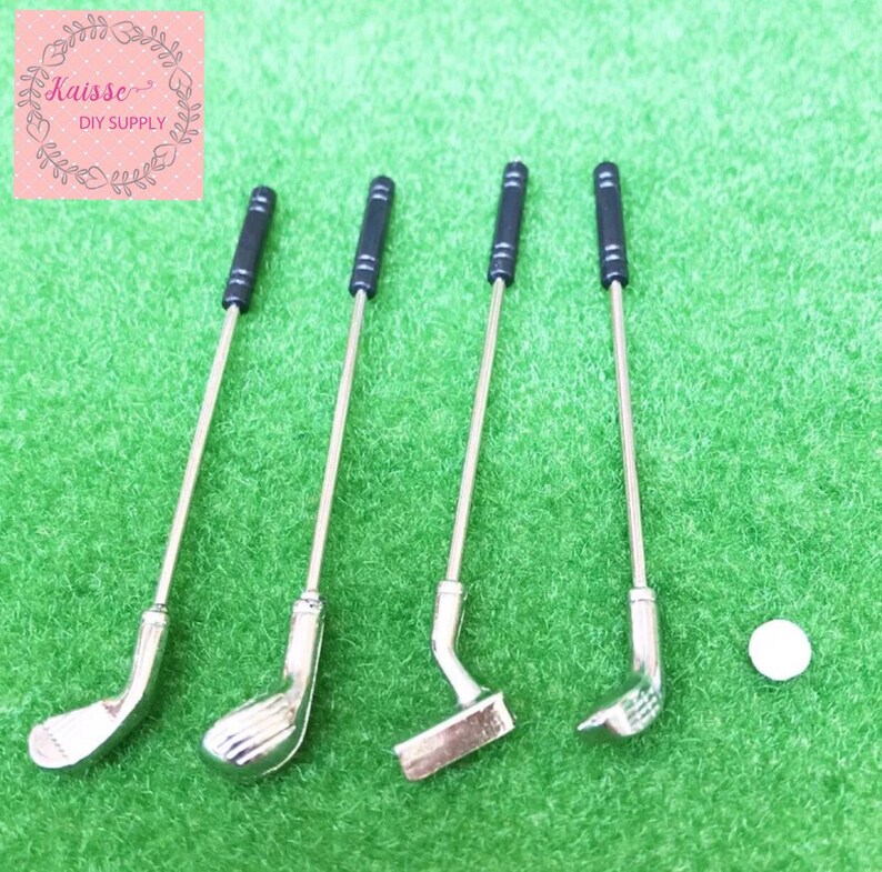 1:12 Dollhouse Set of 5 Golf Clubs Miniature, Dollhouse Golf Clubs ...