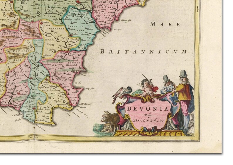 Old Devon Map | Devonia Vulgo Devon-shire | J. Blaeu |1665 | Poster ...