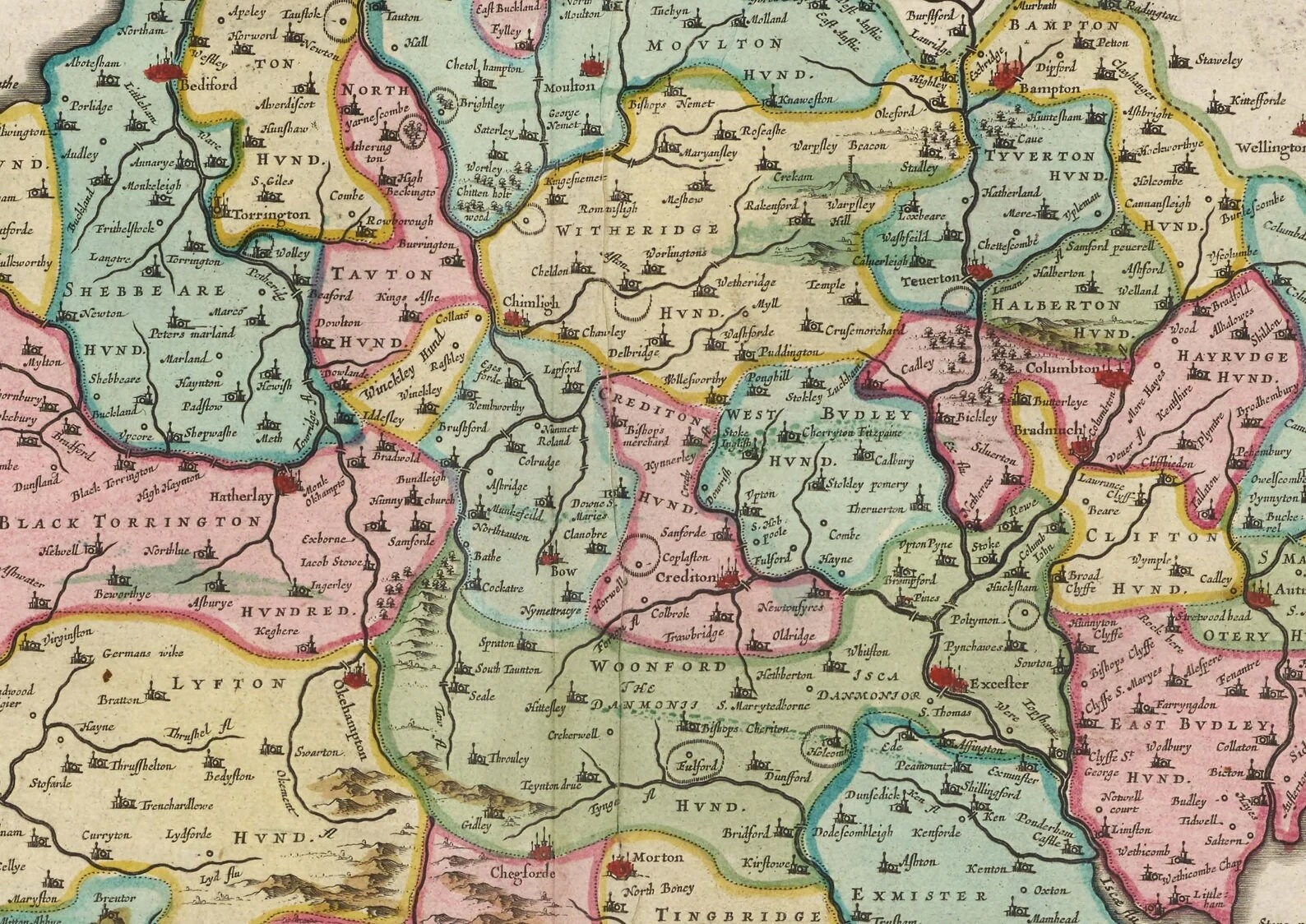 Old Devon Map | Devonia Vulgo Devon-shire | J. Blaeu |1665 | Poster ...