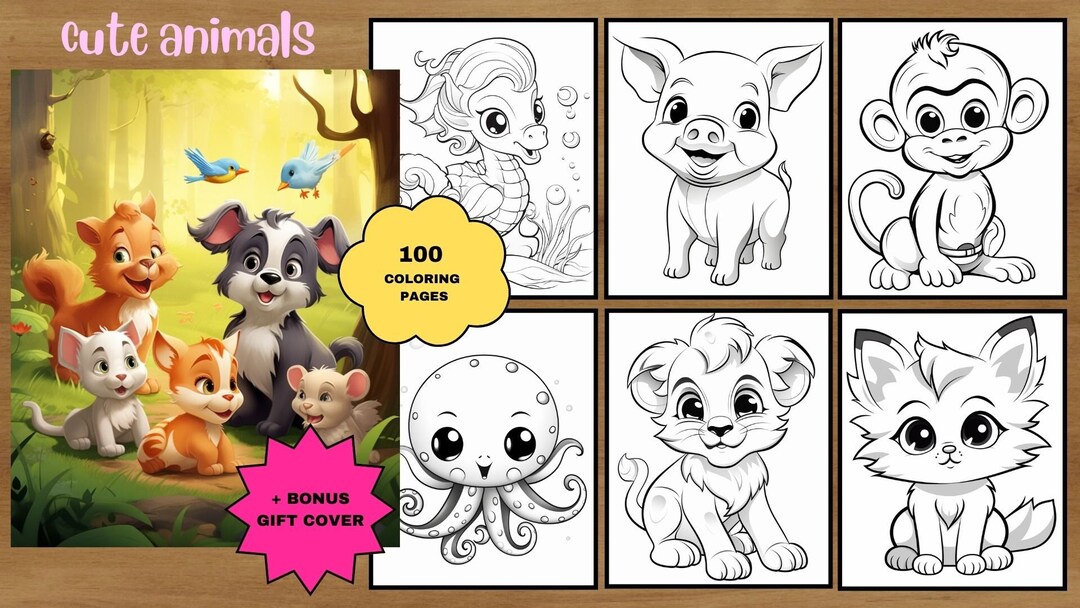 100 Cute Animals Coloring Book Pages - Download & Print 100 Cute ...