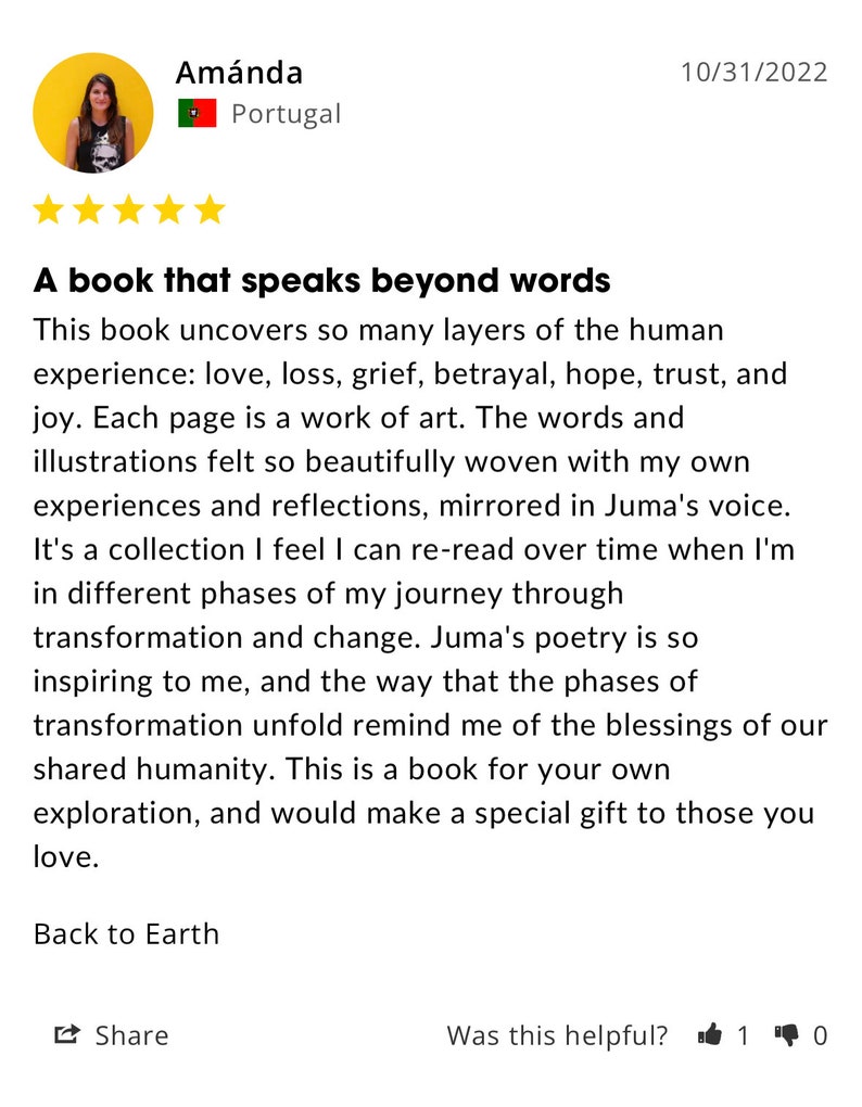 Poetry Book: Back to Earth by Ana Juma - Etsy