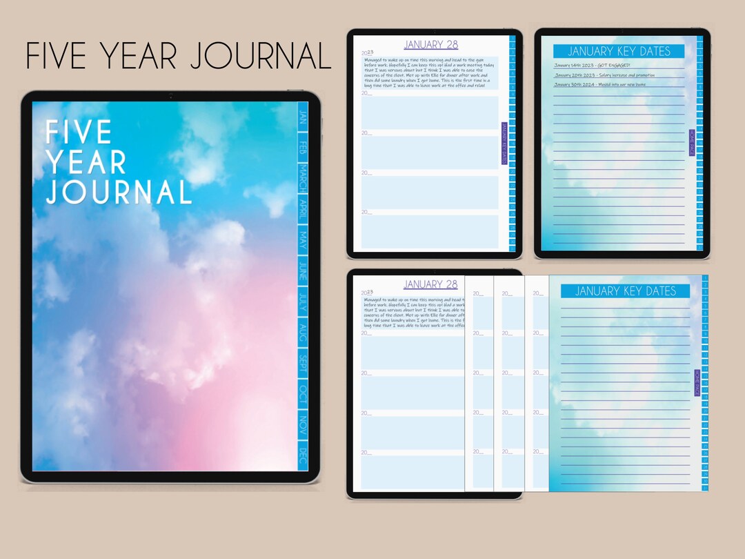 Five Year Journal Goodnotes Journal Notability Planner - Etsy