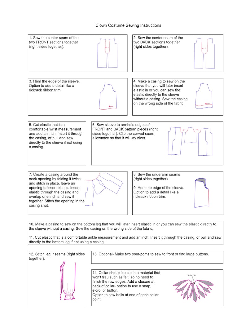 Easy Clown Pattern for Teens and Adults - Etsy