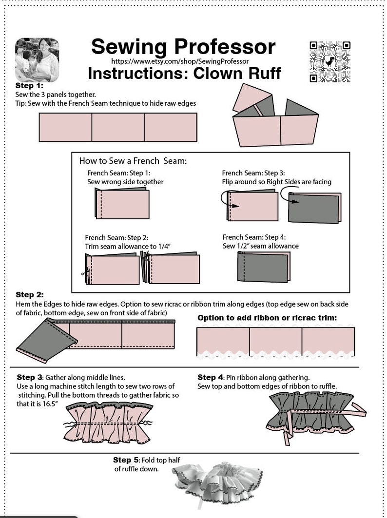 Easy Clown Hat and Ruff Pattern for Teens and Adults - Etsy