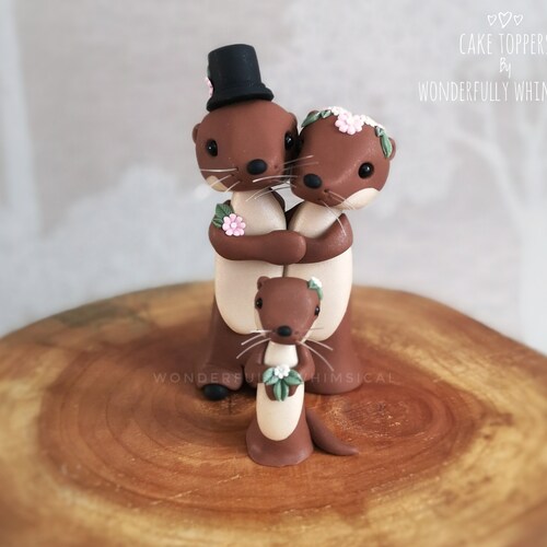 Otter Wedding Cake Topper Beaver Animal Handmade Clay Bride - Etsy