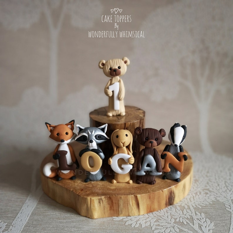 Forest Woodland Animal Theme Cake Topper Birthday Baby Child | Etsy