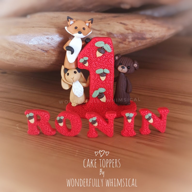 Forest Woodland Animal Theme Cake Topper Birthday Set Letters - Etsy