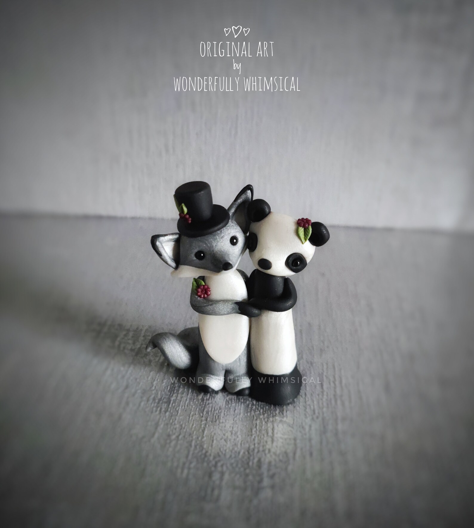Mini Small Wolf Fox Panda Deer Koala Bear Wedding Cake Topper Animal ...