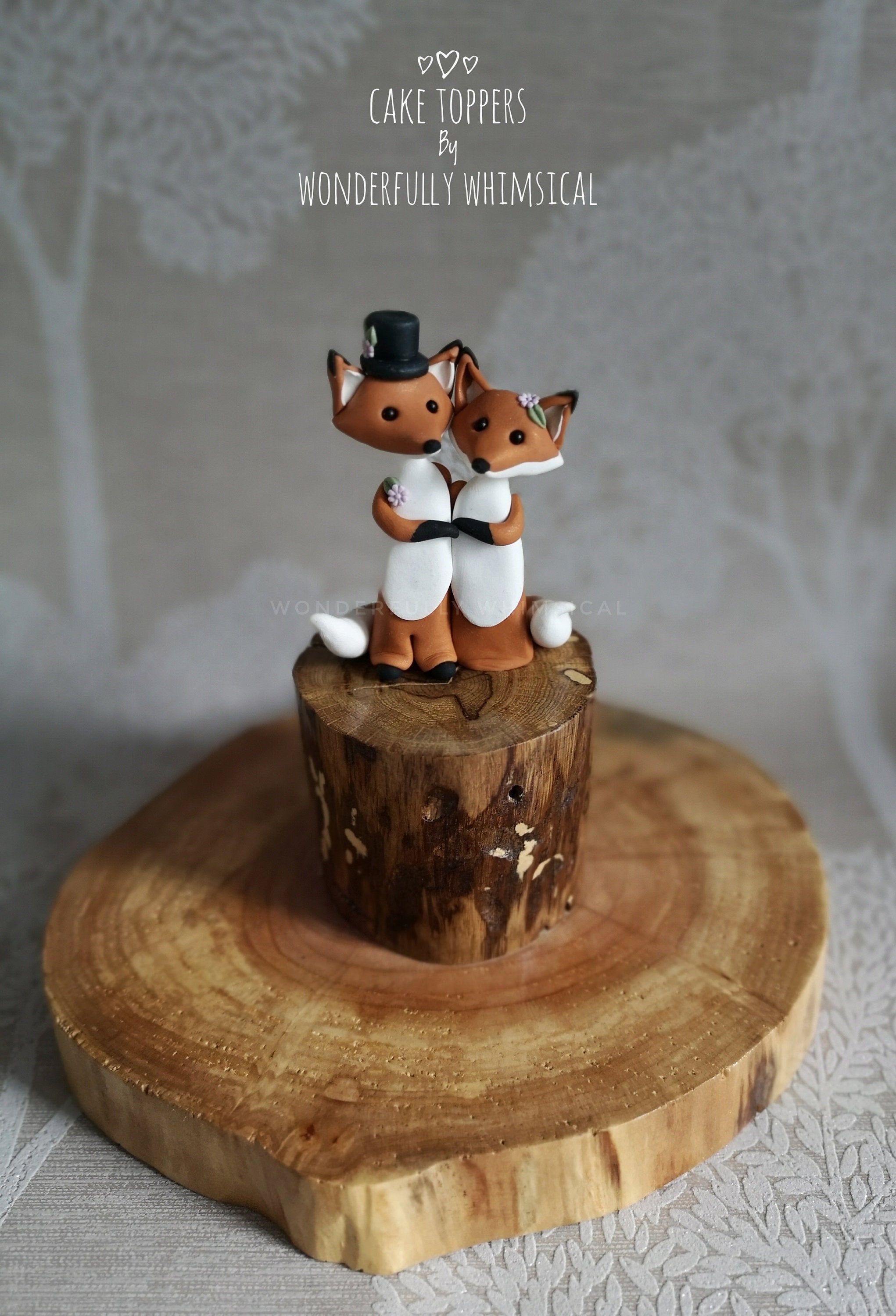 Mini Small Fox Wedding Cake Topper Red Foxes Animal Handmade | Etsy