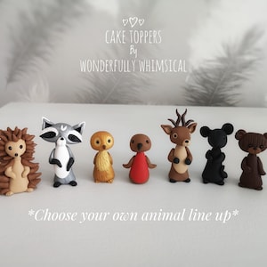 Forest Woodland Animal Theme Cake Topper Birthday Set Letters Name Baby ...