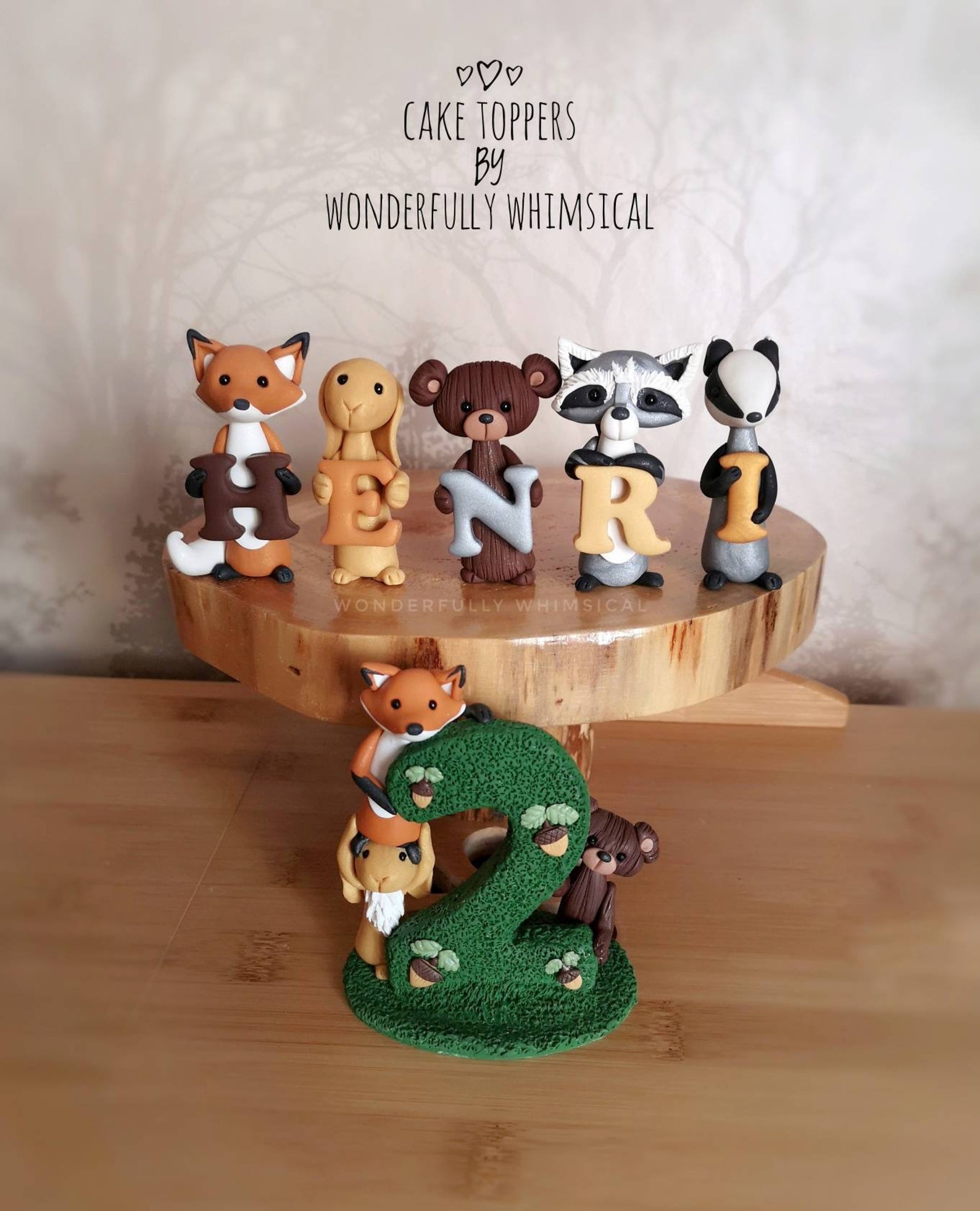 Forest Woodland Animal Theme Cake Topper Birthday Letters Name - Etsy