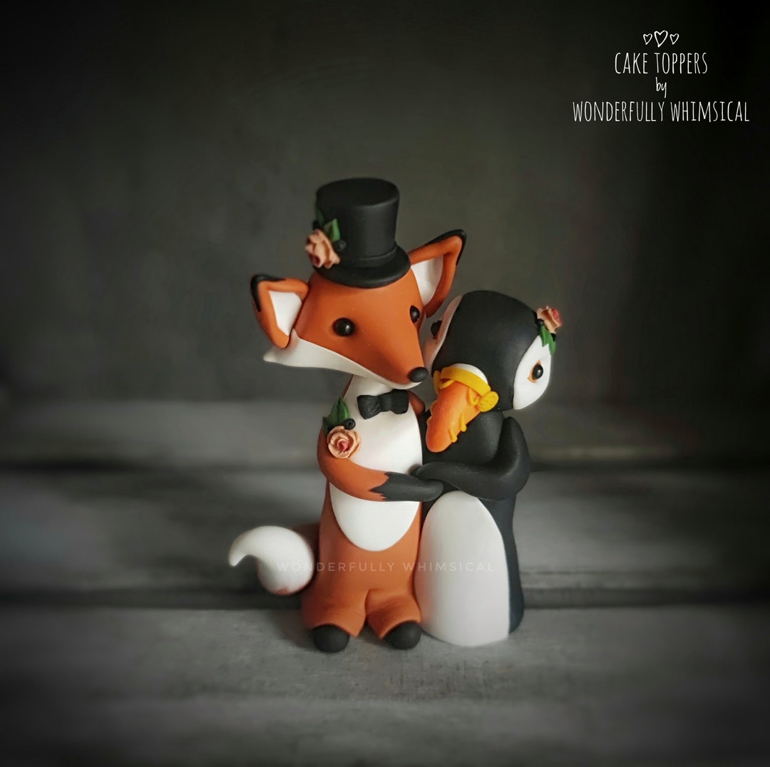 Fox Puffin Wedding Cake Topper Spring Summer Autumn Winter Animal ...