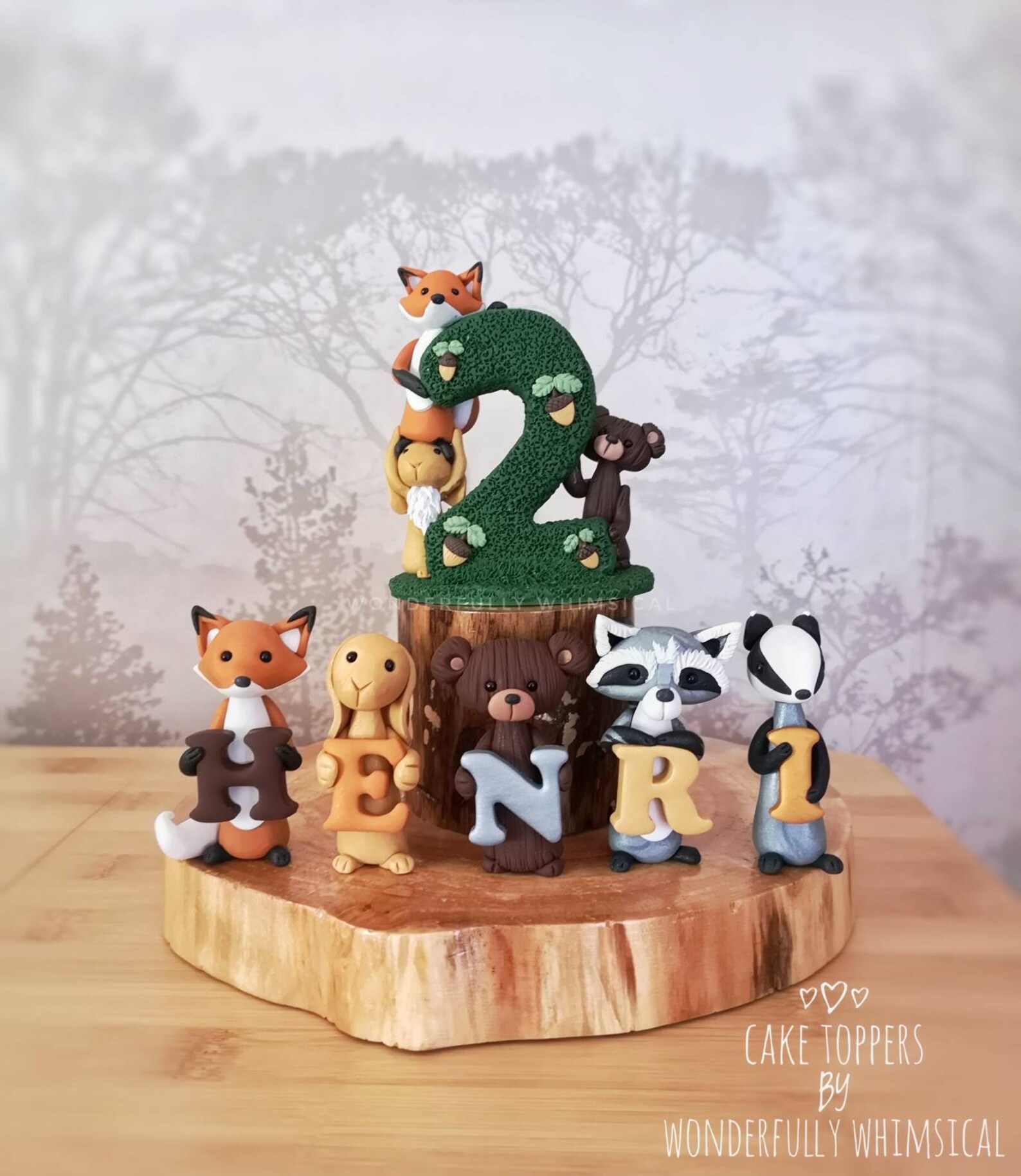 Forest Woodland Animal Theme Cake Topper Birthday Letters Name - Etsy