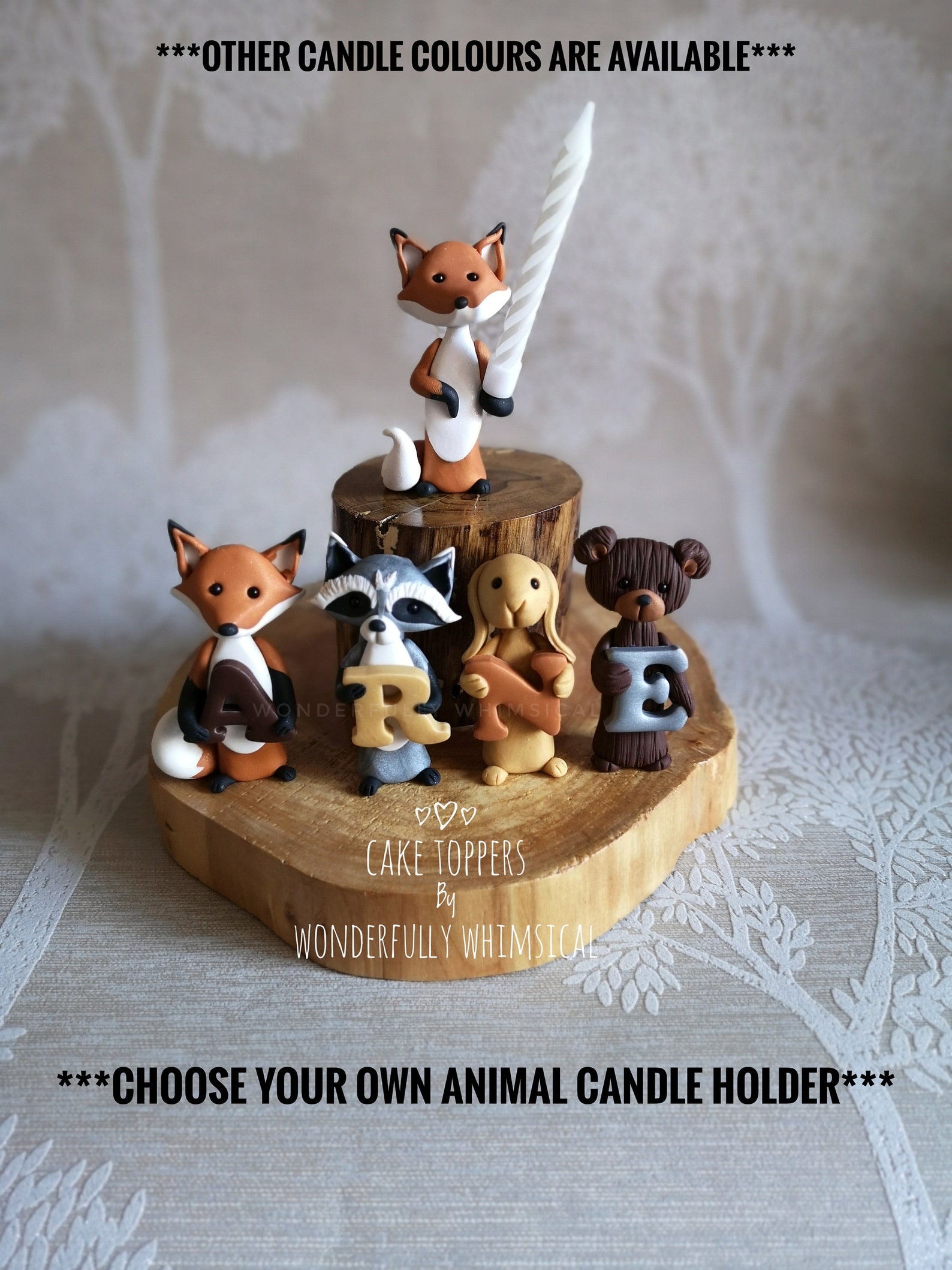 Forest Woodland Animal Theme Cake Topper Birthday Candle | Etsy