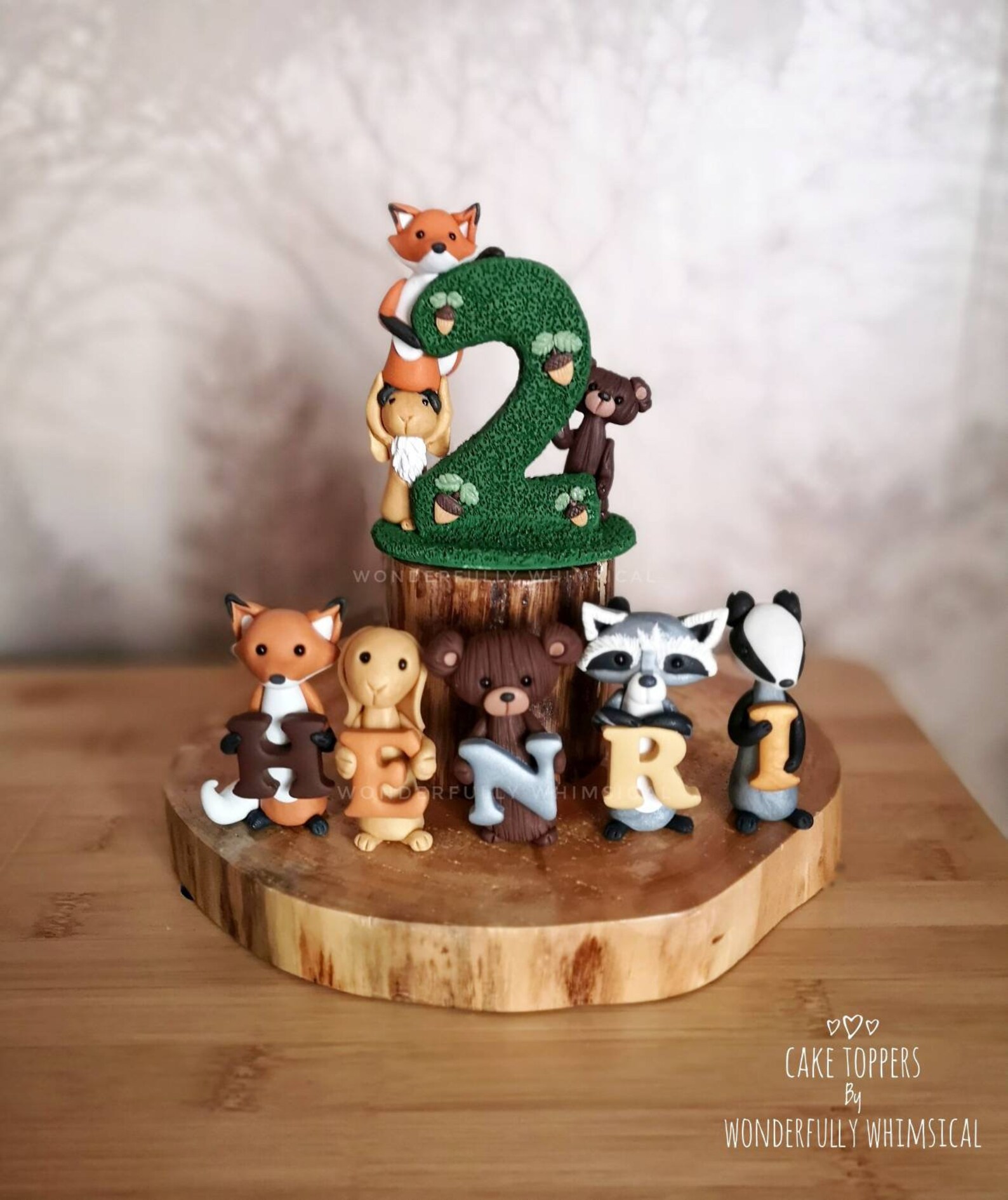 Forest Woodland Animal Theme Cake Topper Birthday Letters Name - Etsy
