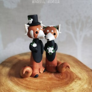 Red Panda Wedding Cake Topper Red Foxes Animal Handmade Clay Bride ...