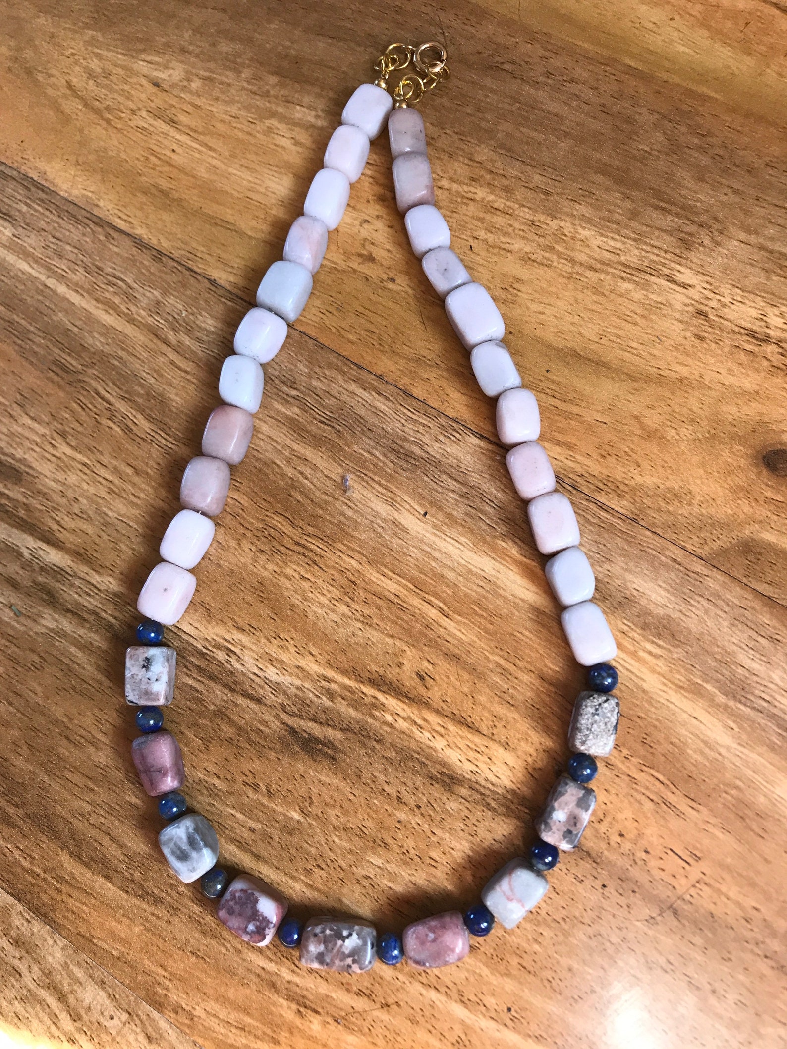 Pink and Blue Stone Necklace - Etsy