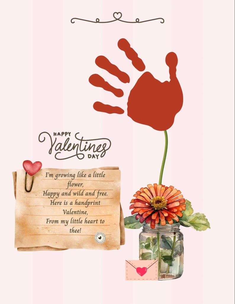 Valentine’s Day Handprint Flower Keepsake | Parent Gift | Preschool ...