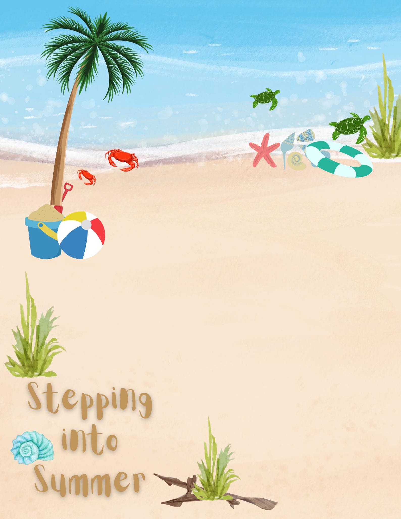 Stepping Into Summer Footprint Craft Printable Template. - Etsy