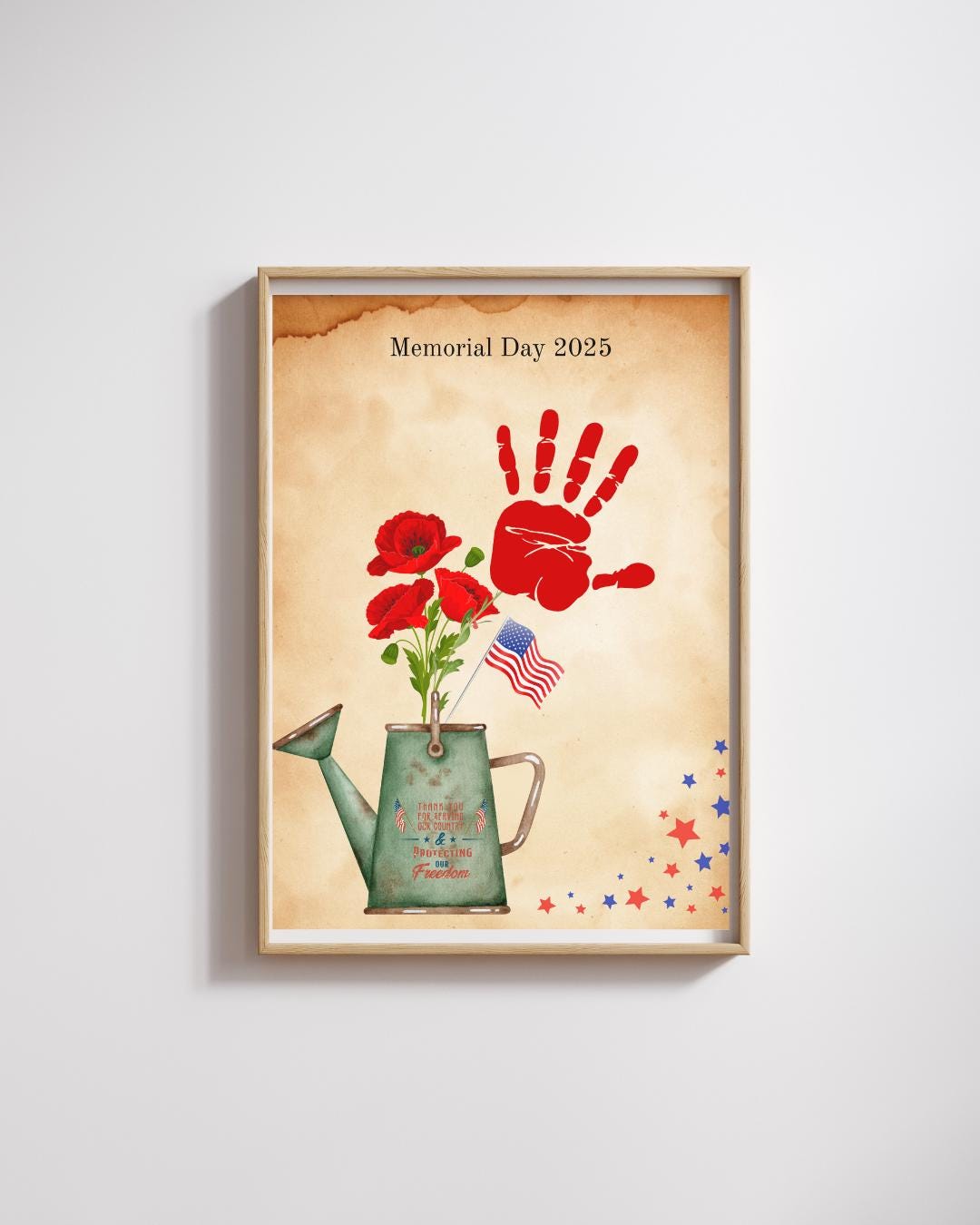 Printable Memorial Day Handprint With Poppies Template - Etsy