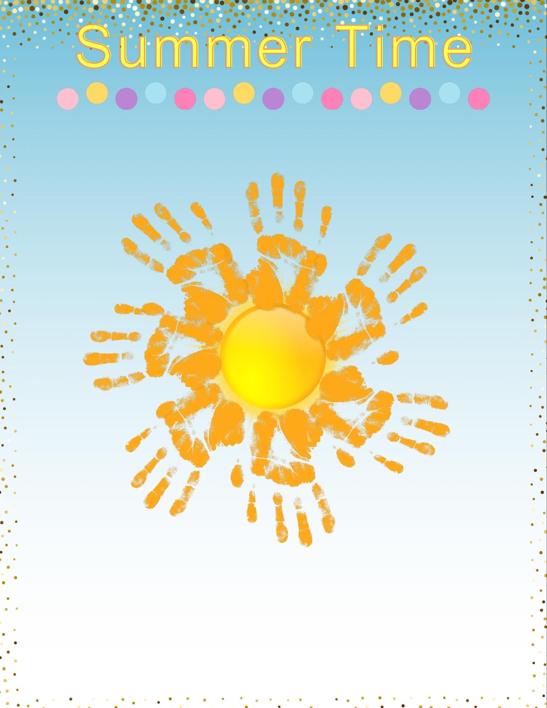 Summertime Sun Handprint Craft Printable Template - Etsy