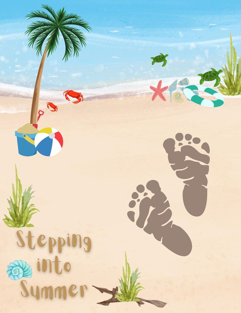 Stepping Into Summer Footprint Craft Printable Template. - Etsy