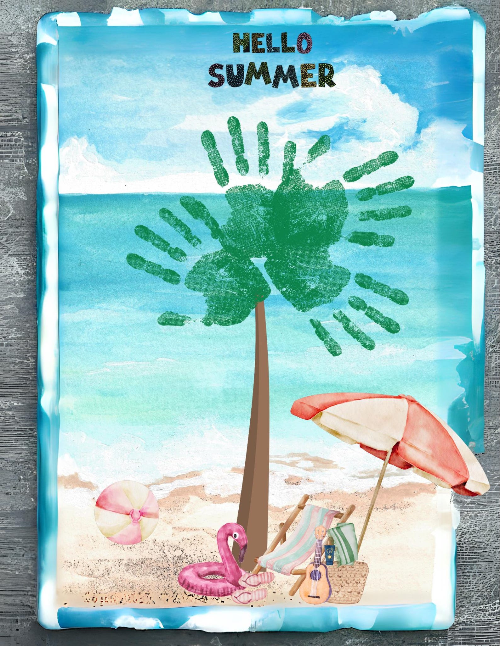 Hello Summer Handprint Craft - Etsy