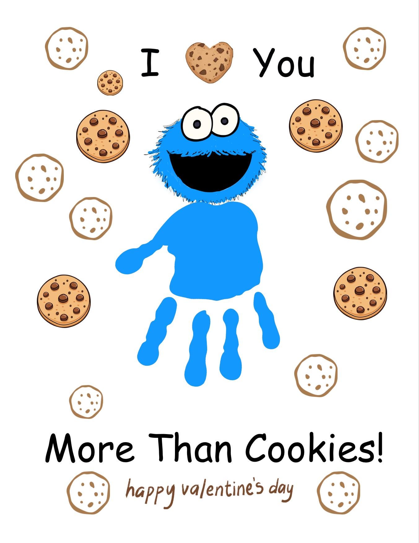 I Love You More Than Cookies. Handprint Valentine Craft | Cookie-themed ...