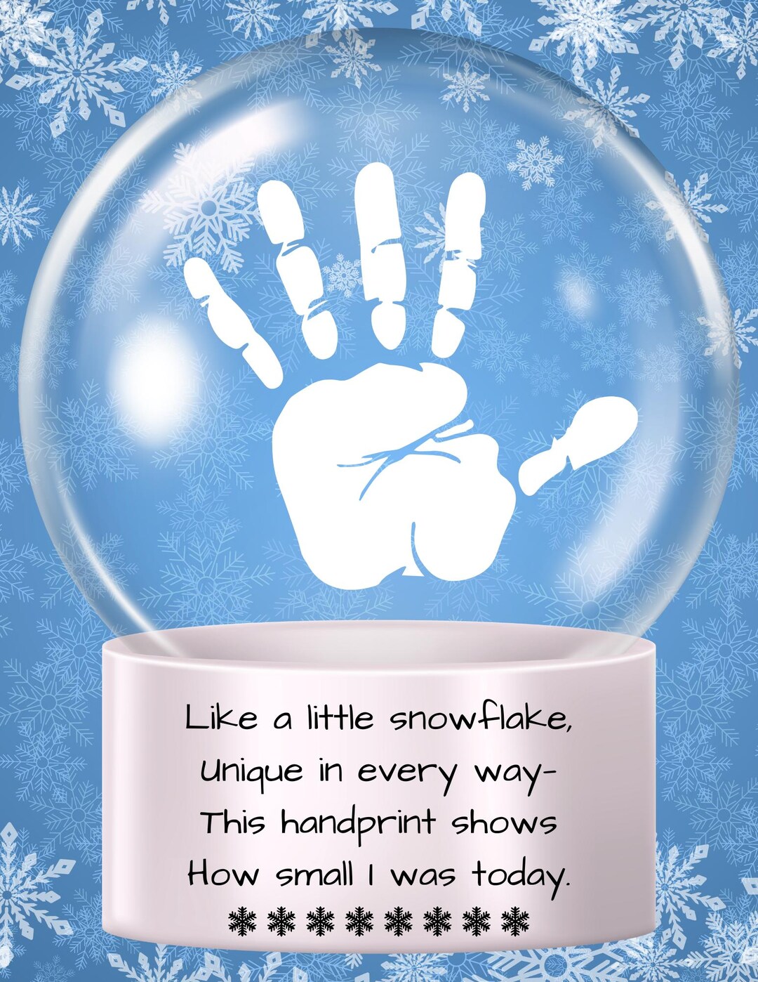 Snowflake Handprint Snow Globe Keepsake – Printable Winter Craft ...